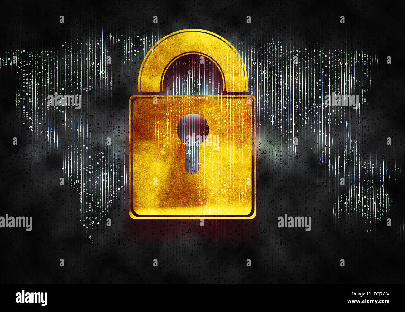 Conceptual digital image of lock on binary background Stock Photo - Alamy
