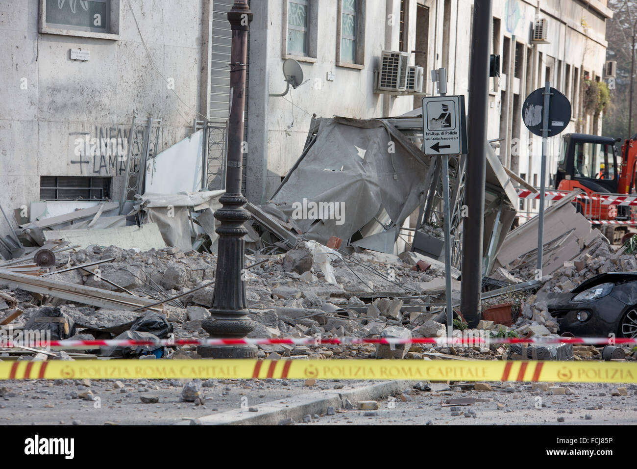 Rome, Italy. 22nd Jan, 2016. Result of the collapse of third floor ...