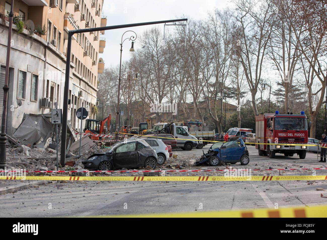 Rome, Italy. 22nd Jan, 2016. Result of the collapse of third floor ...