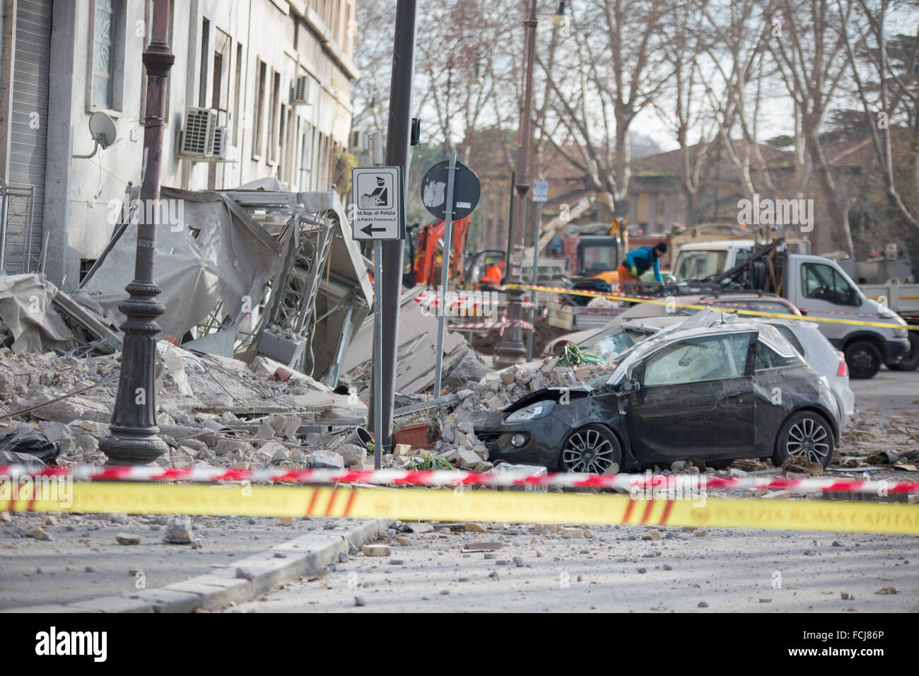 Rome, Italy. 22nd Jan, 2016. Result of the collapse of third floor ...