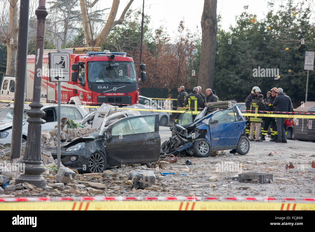 Rome, Italy. 22nd Jan, 2016. Result of the collapse of third floor ...