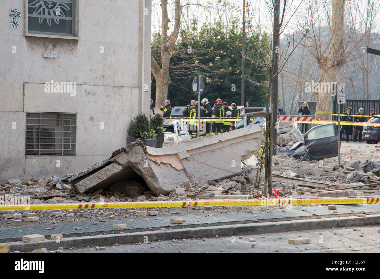 Rome, Italy. 22nd Jan, 2016. Cement that comes from the collapse third ...