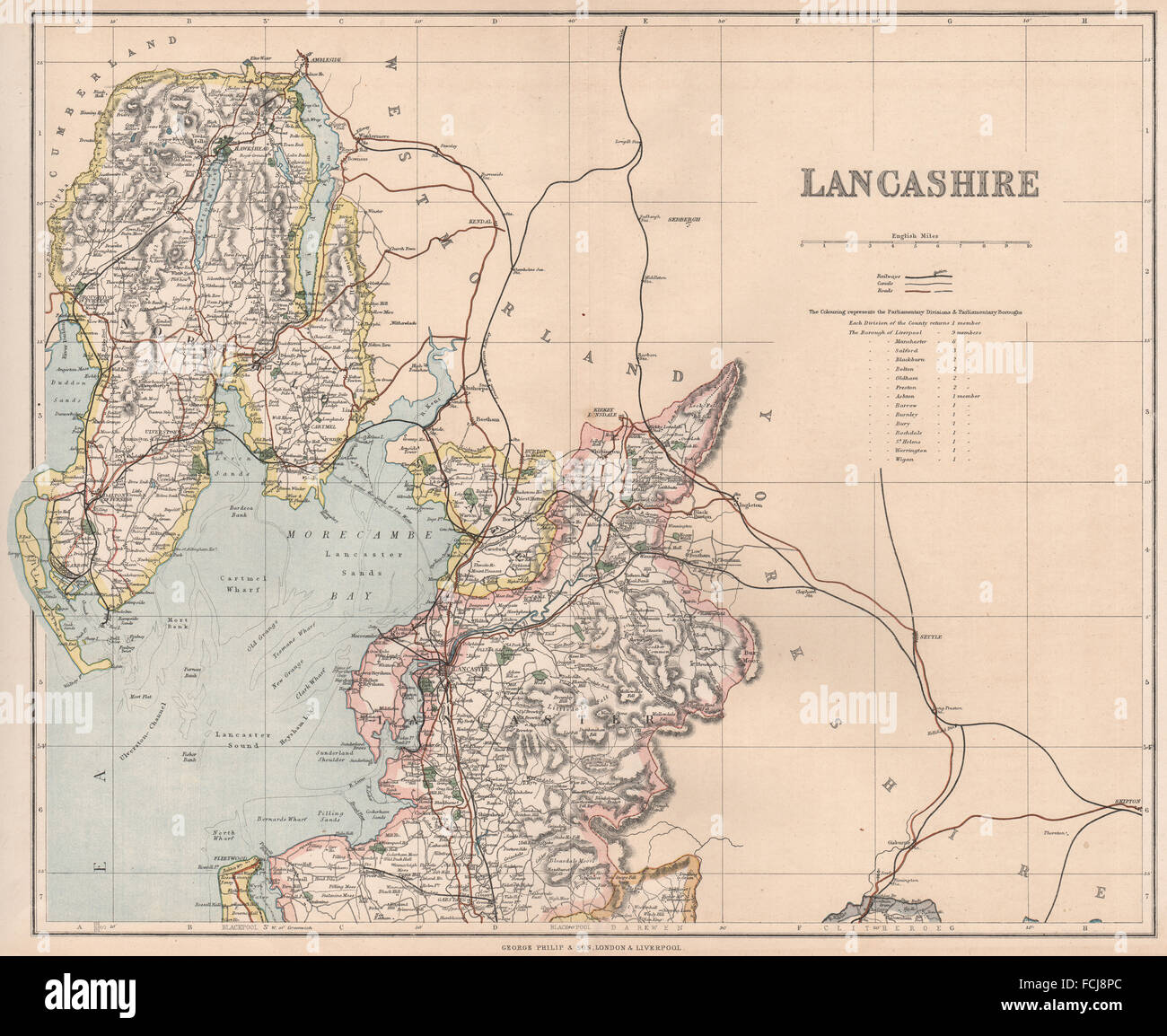 Lancashire map 20th century hi-res stock photography and images - Alamy