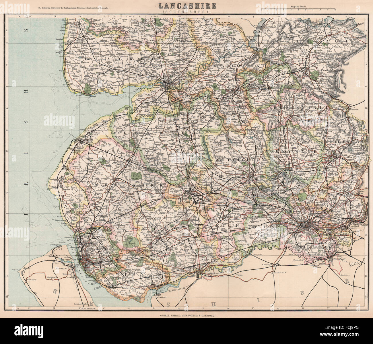 Lancashire map 20th century hi-res stock photography and images - Alamy