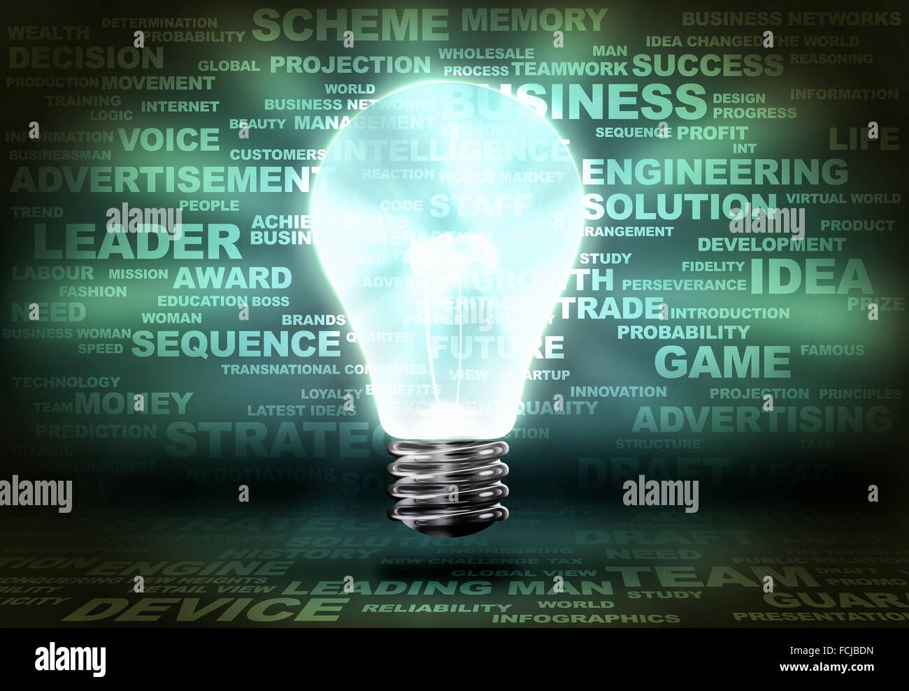 Background image with light bulb and words at background Stock Photo ...