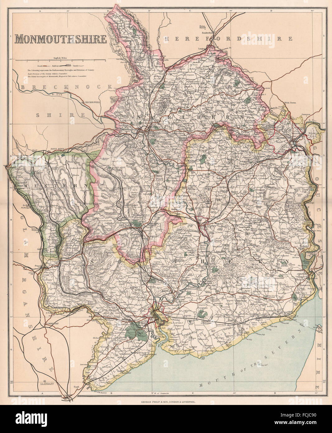 MONMOUTHSHIRE: County map. Divisions & parliamentary boroughs. PHILIP ...