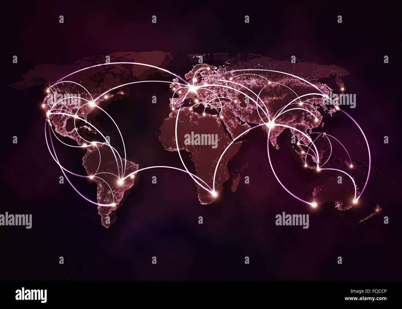 Background image with world map and connection lines Stock Photo - Alamy