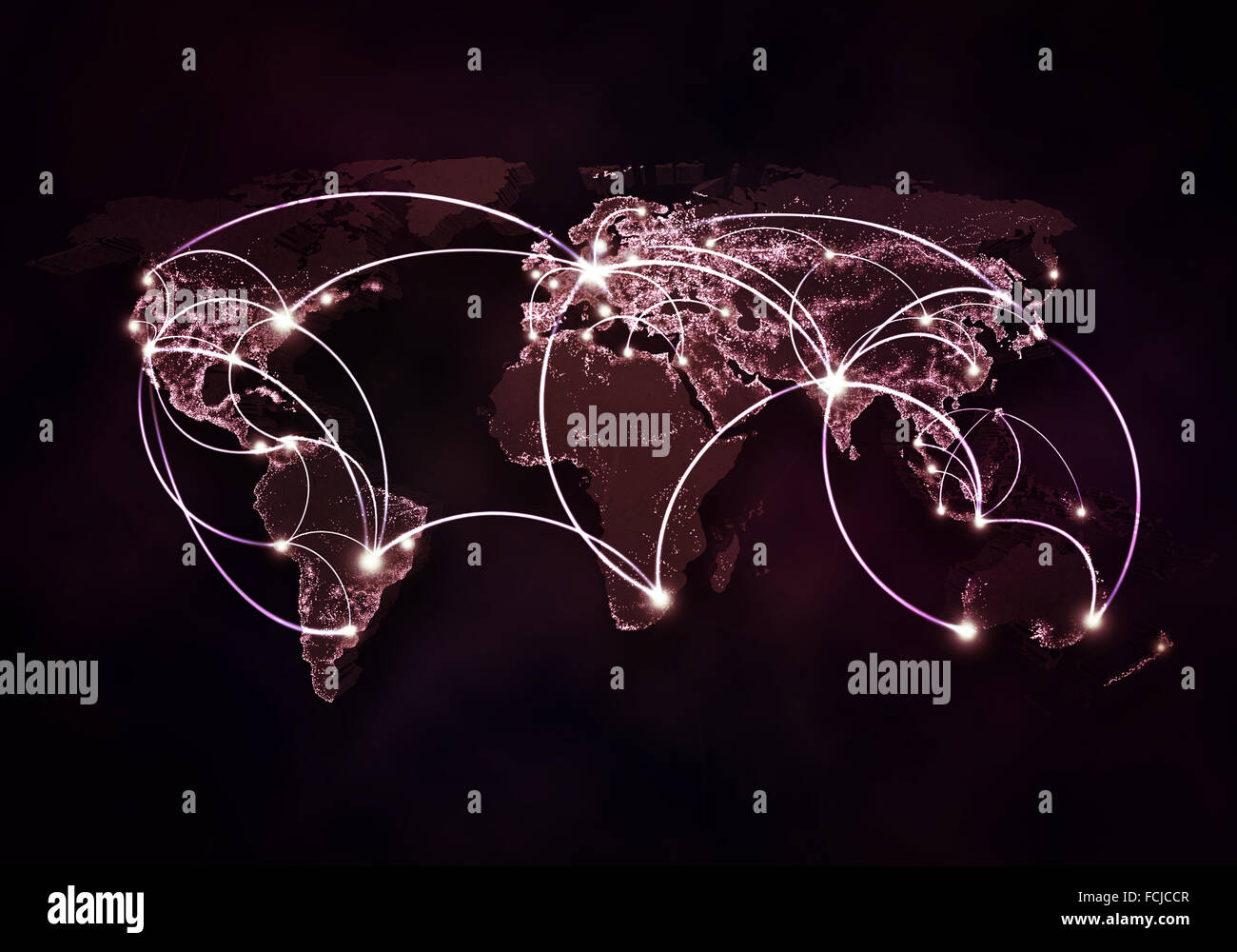 Background image with world map and connection lines Stock Photo - Alamy