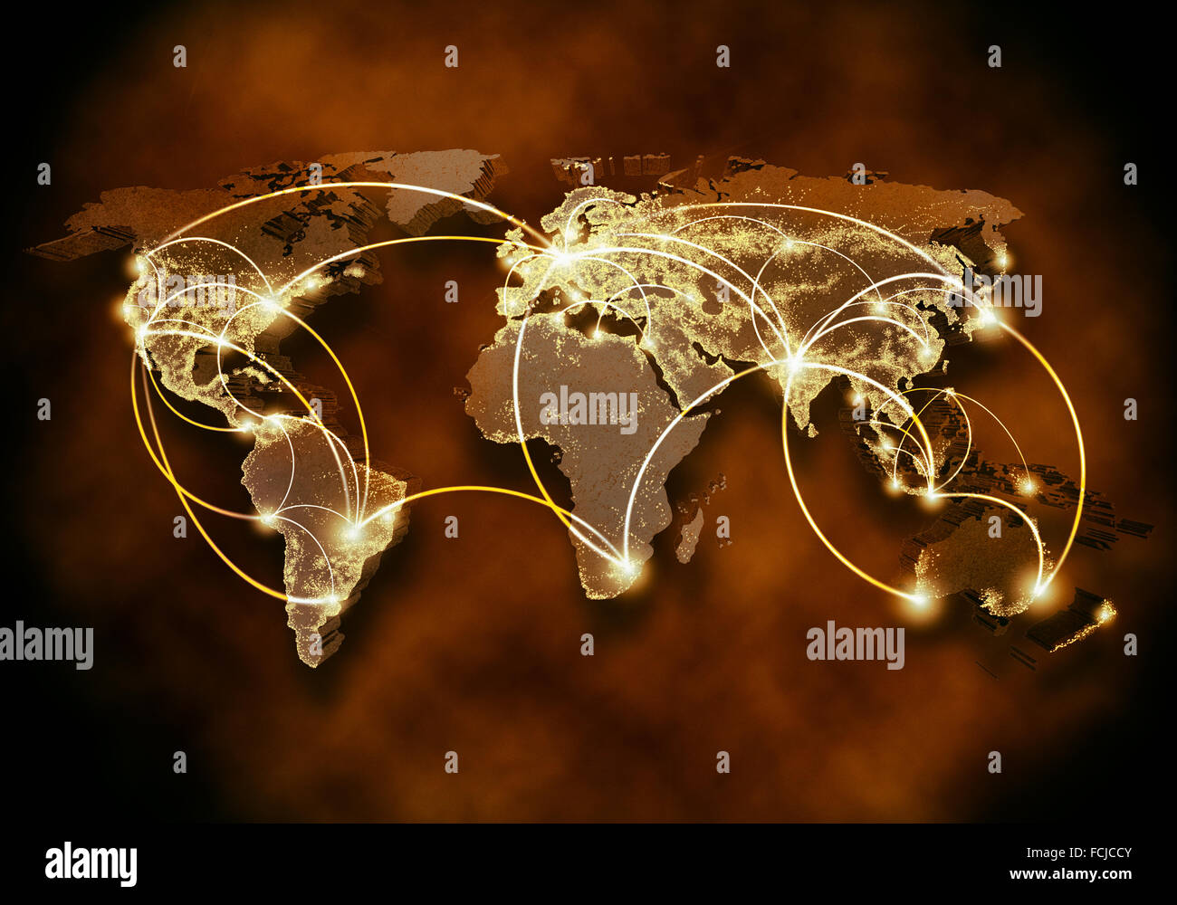 Background image with world map and connection lines Stock Photo - Alamy