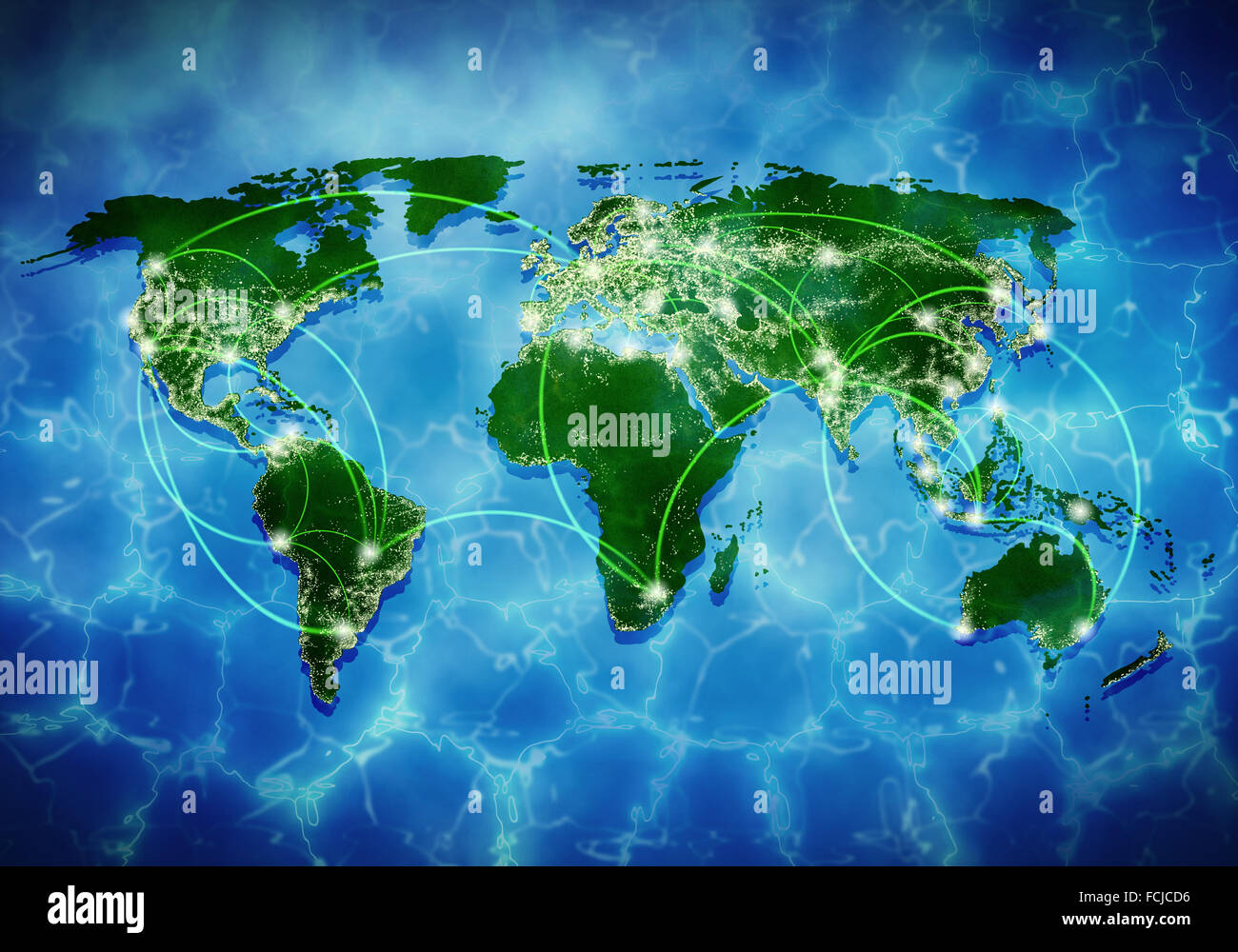 Background image with world map and connection lines Stock Photo - Alamy