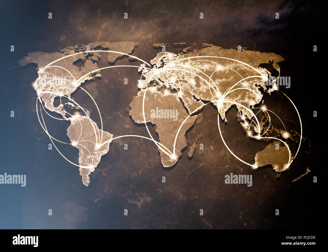 Background image with world map and connection lines Stock Photo - Alamy