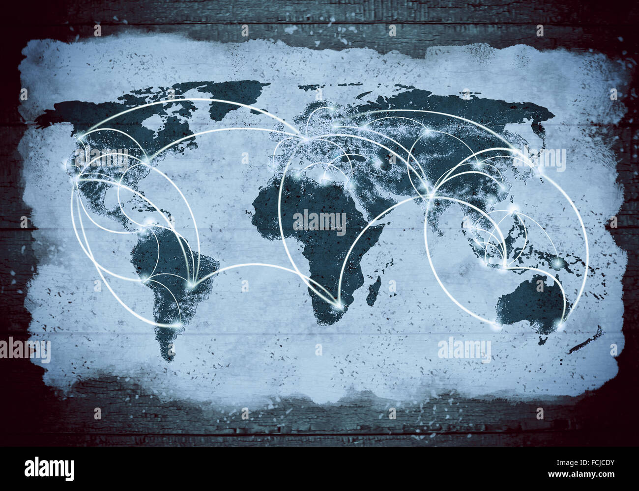 Background image with world map and connection lines Stock Photo - Alamy