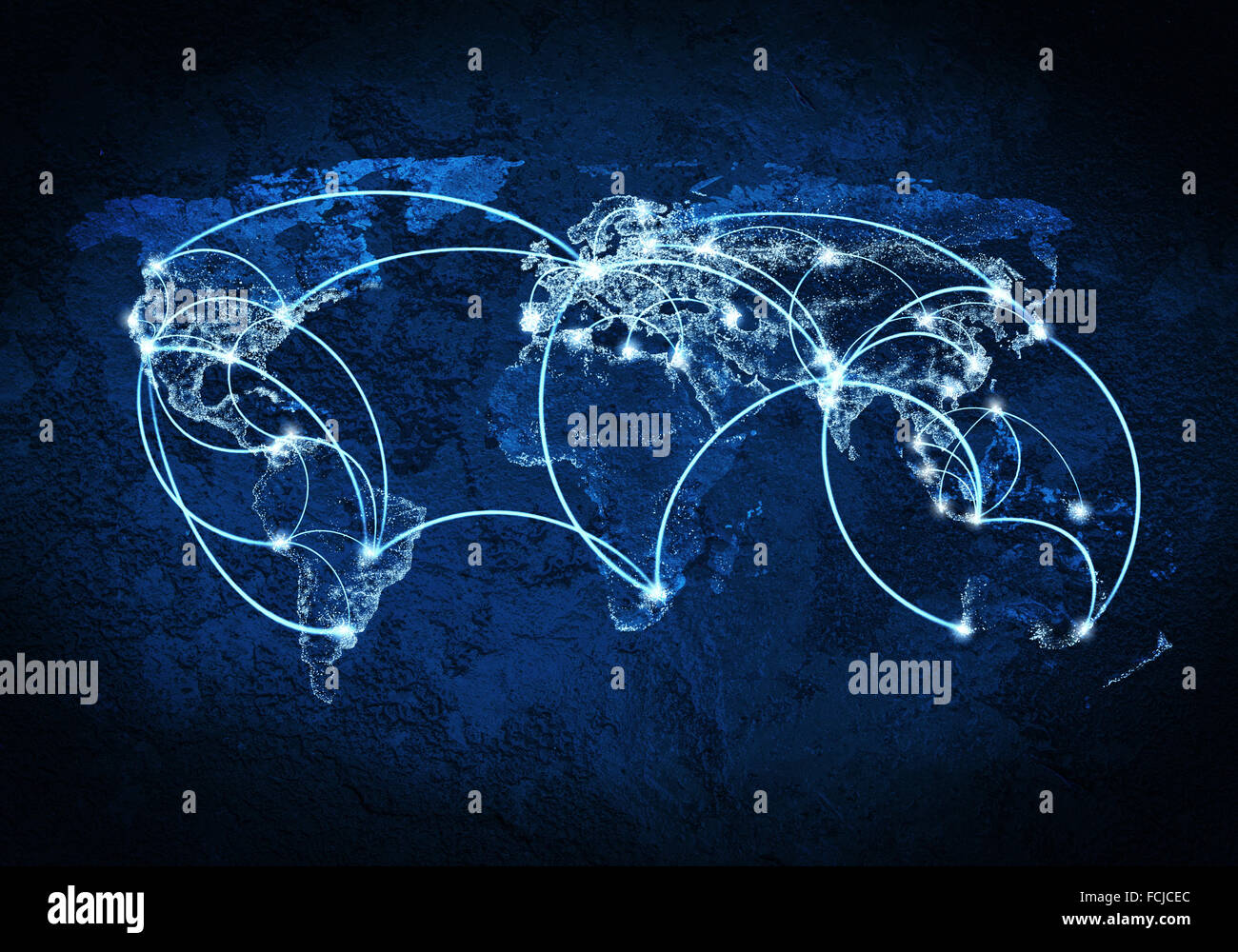 Background image with world map and connection lines Stock Photo - Alamy