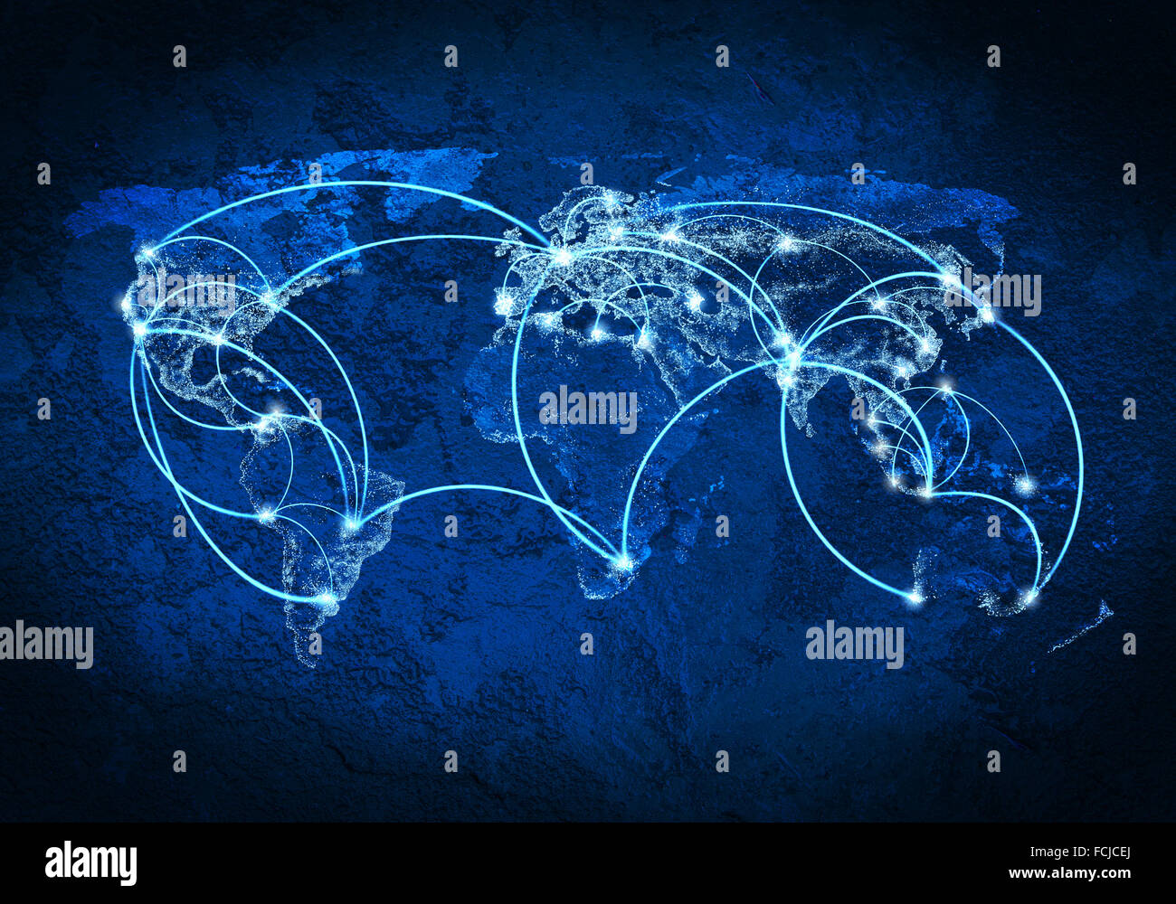 Background image with world map and connection lines Stock Photo - Alamy