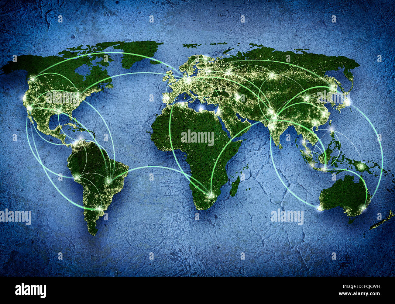 Background image with world map and connection lines Stock Photo - Alamy