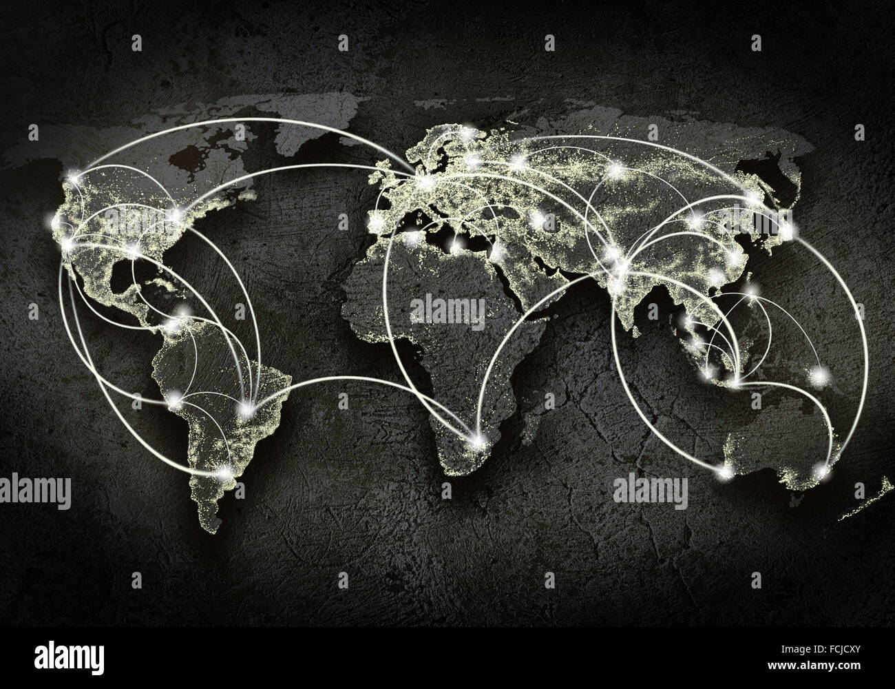 Background image with world map and connection lines Stock Photo - Alamy