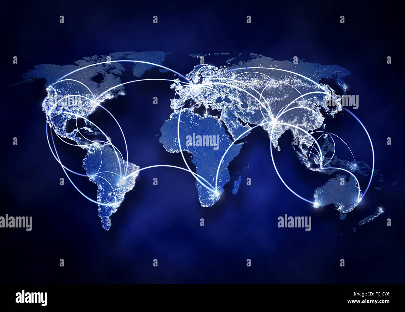 Background image with world map and connection lines Stock Photo - Alamy