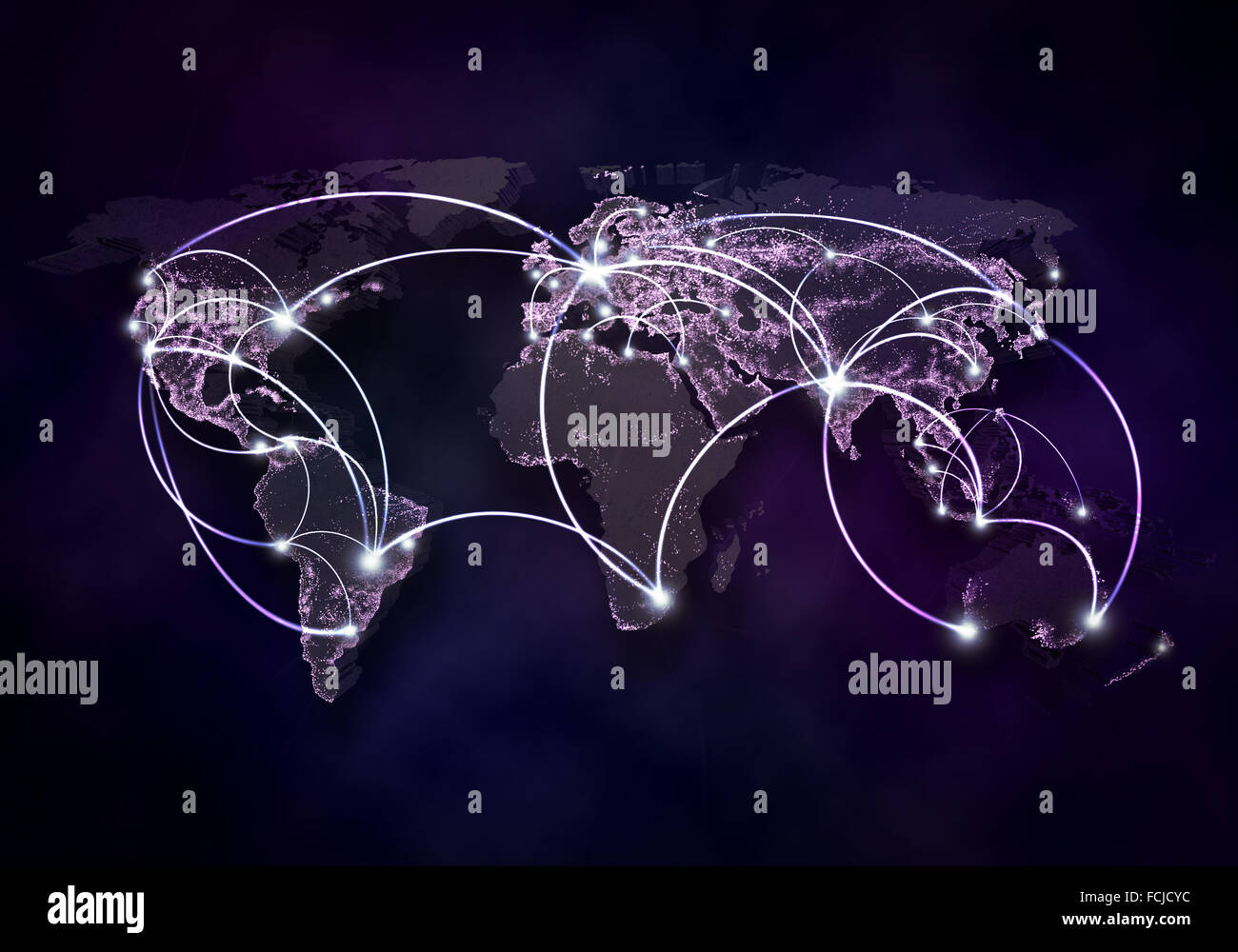 Background image with world map and connection lines Stock Photo - Alamy
