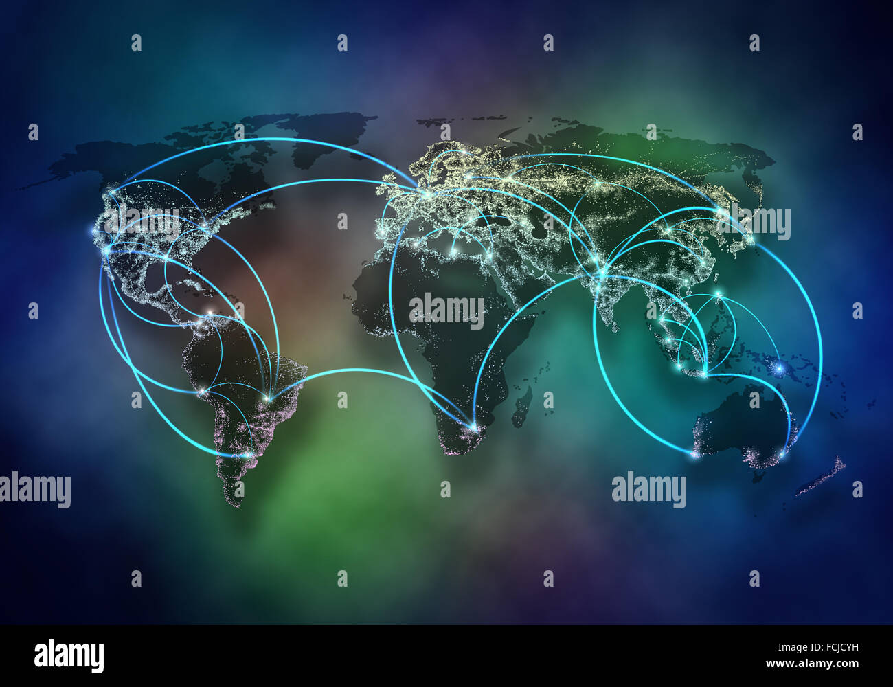 Background image with world map and connection lines Stock Photo - Alamy