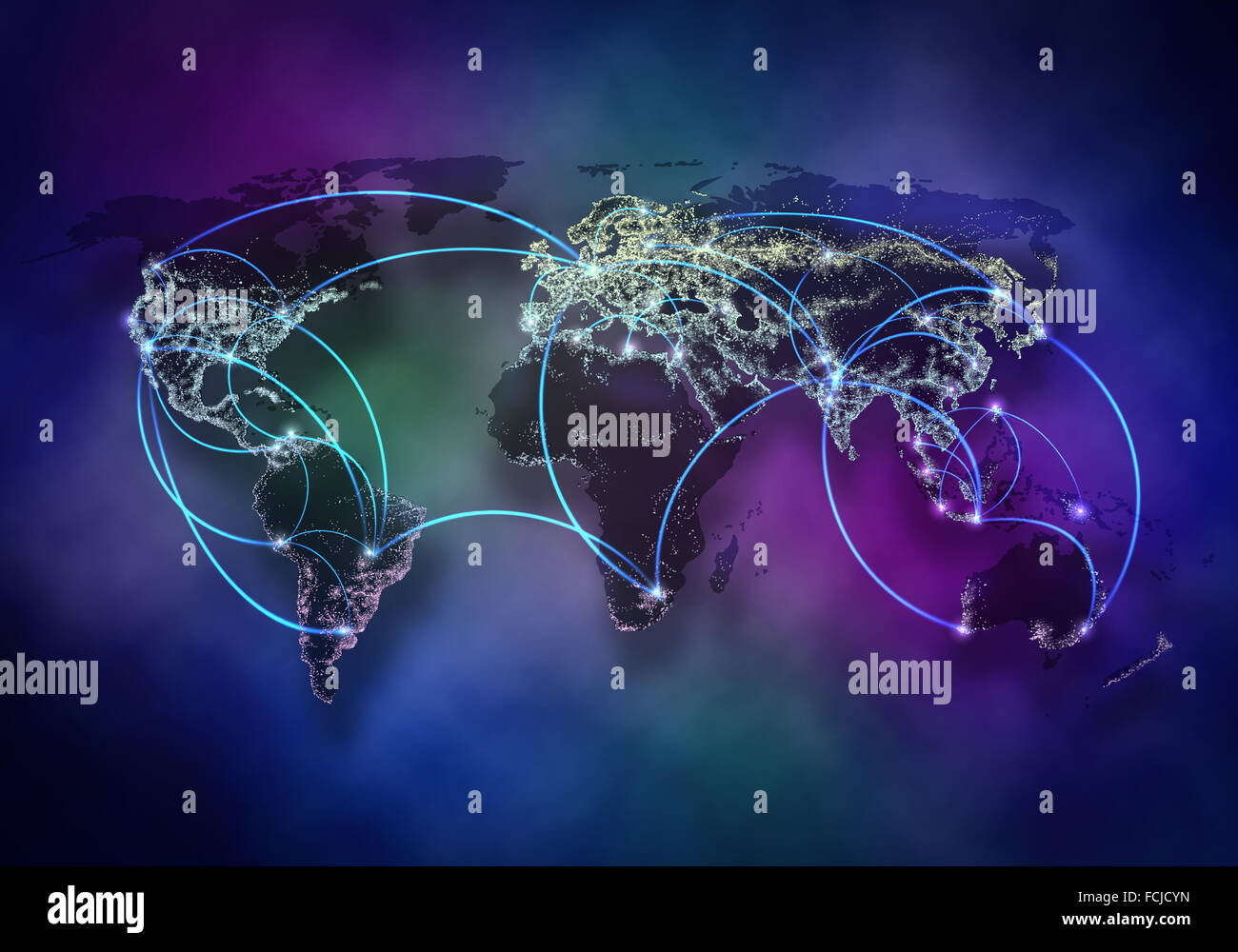 Background image with world map and connection lines Stock Photo - Alamy