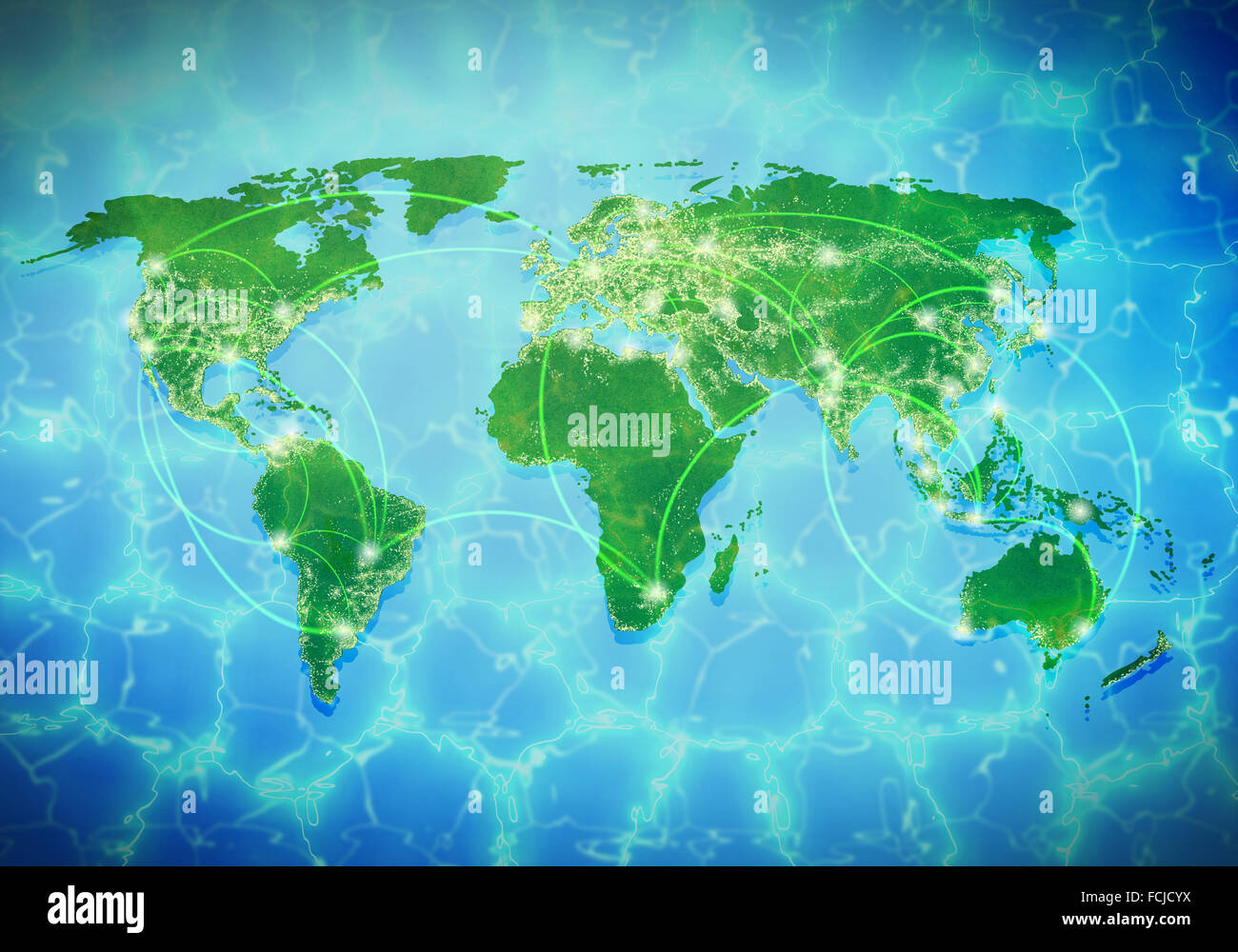Background image with world map and connection lines Stock Photo - Alamy