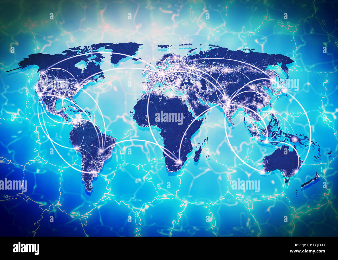 Background image with world map and connection lines Stock Photo - Alamy