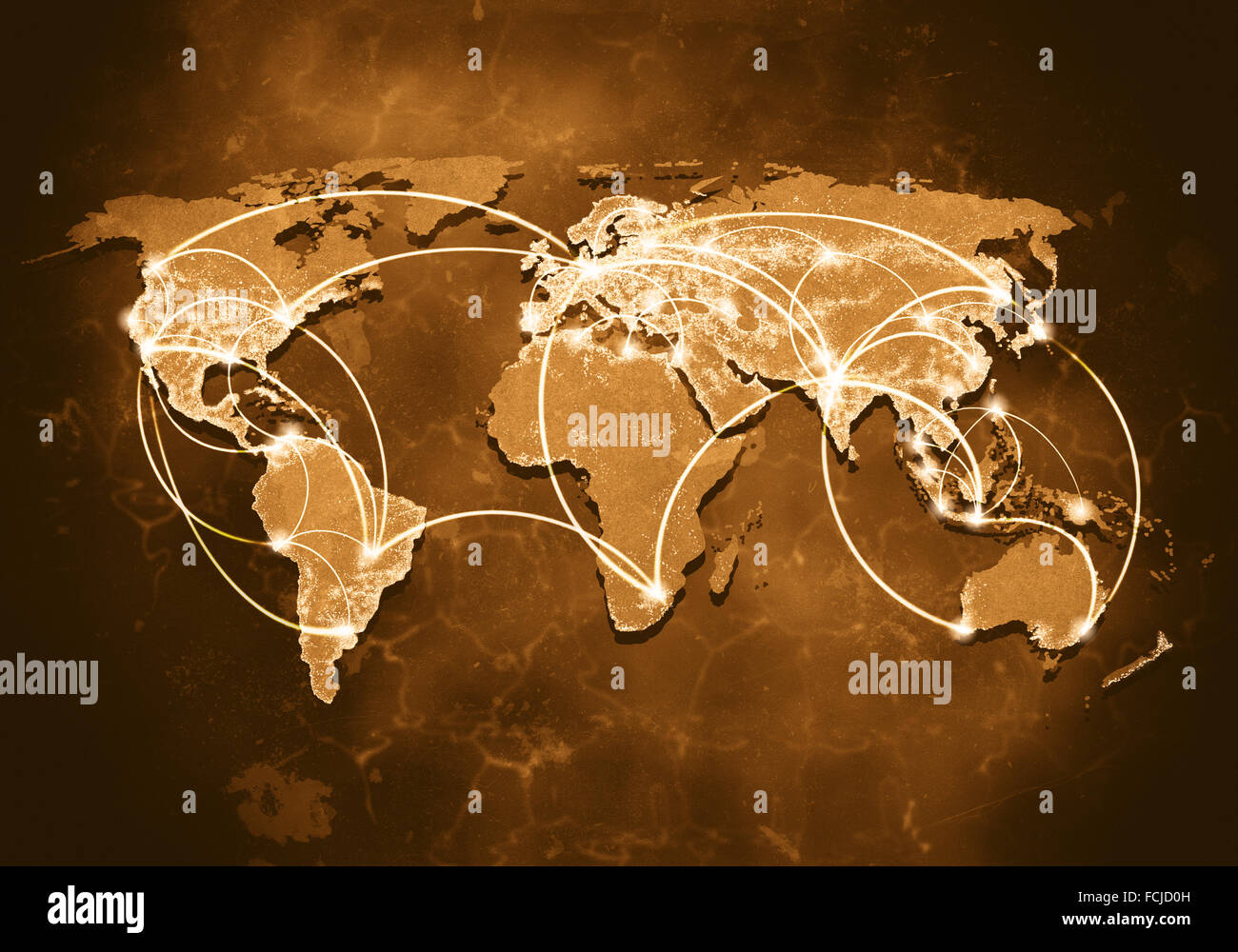 Background image with world map and connection lines Stock Photo - Alamy