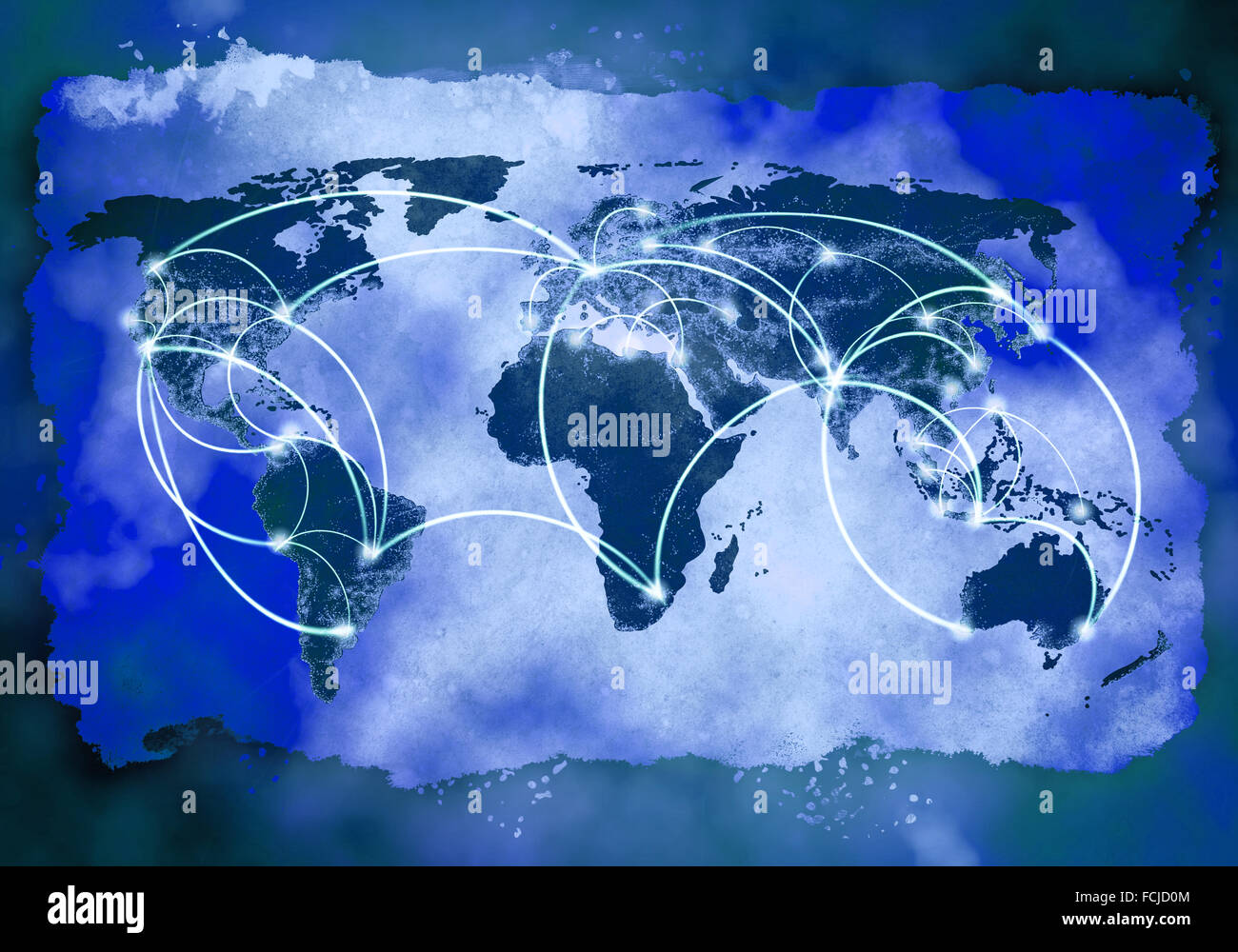 Background image with world map and connection lines Stock Photo - Alamy