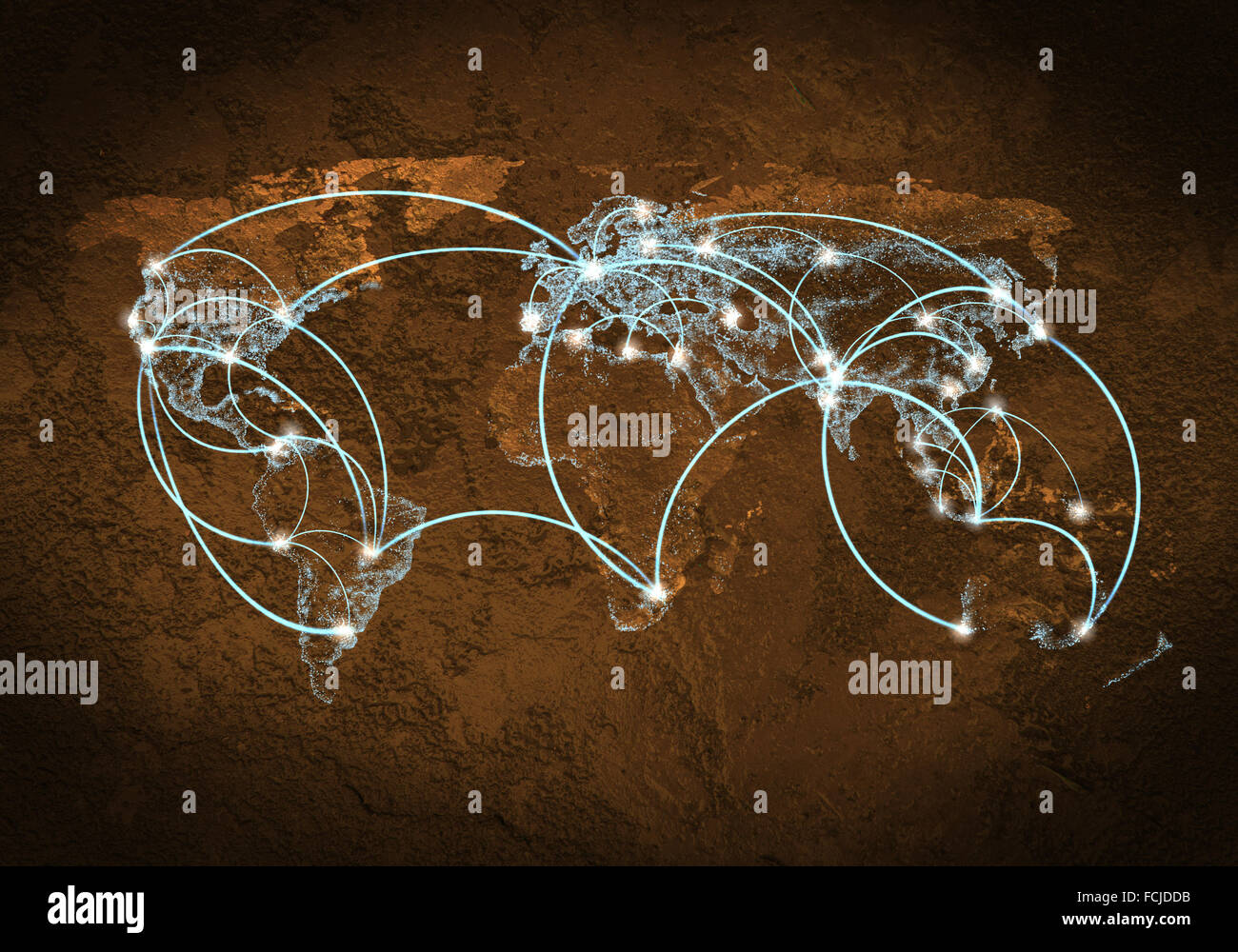 Background image with world map and connection lines Stock Photo - Alamy