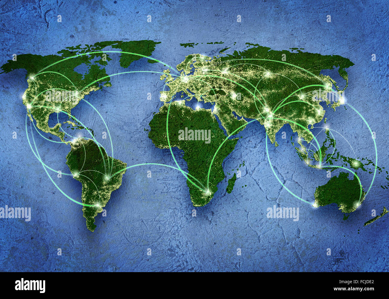 Background image with world map and connection lines Stock Photo - Alamy