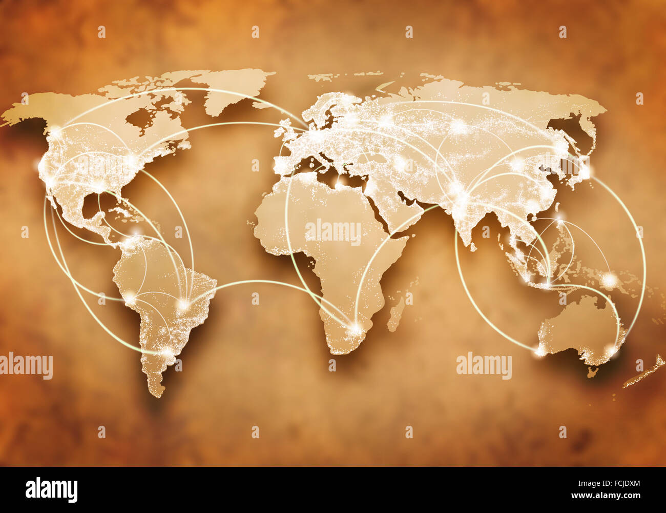 Background image with world map and connection lines Stock Photo - Alamy