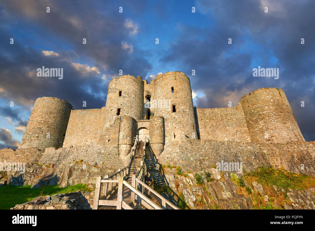 The medieval Harlech Castle built 1282 and 1289 for Edward 1st, one of ...