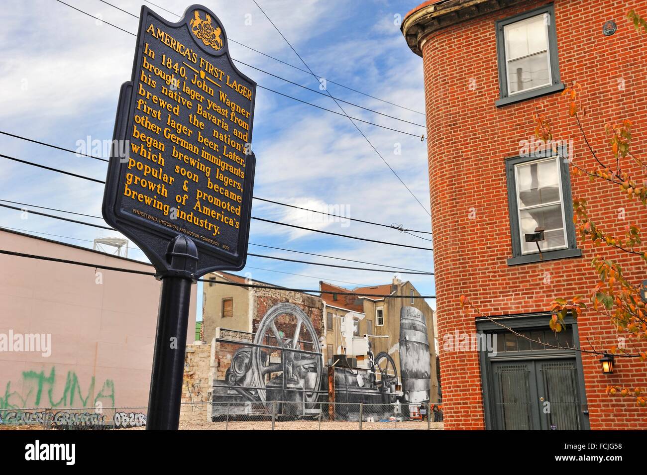 notice in commemoration of the America´s first lager brewery, Poplar ...