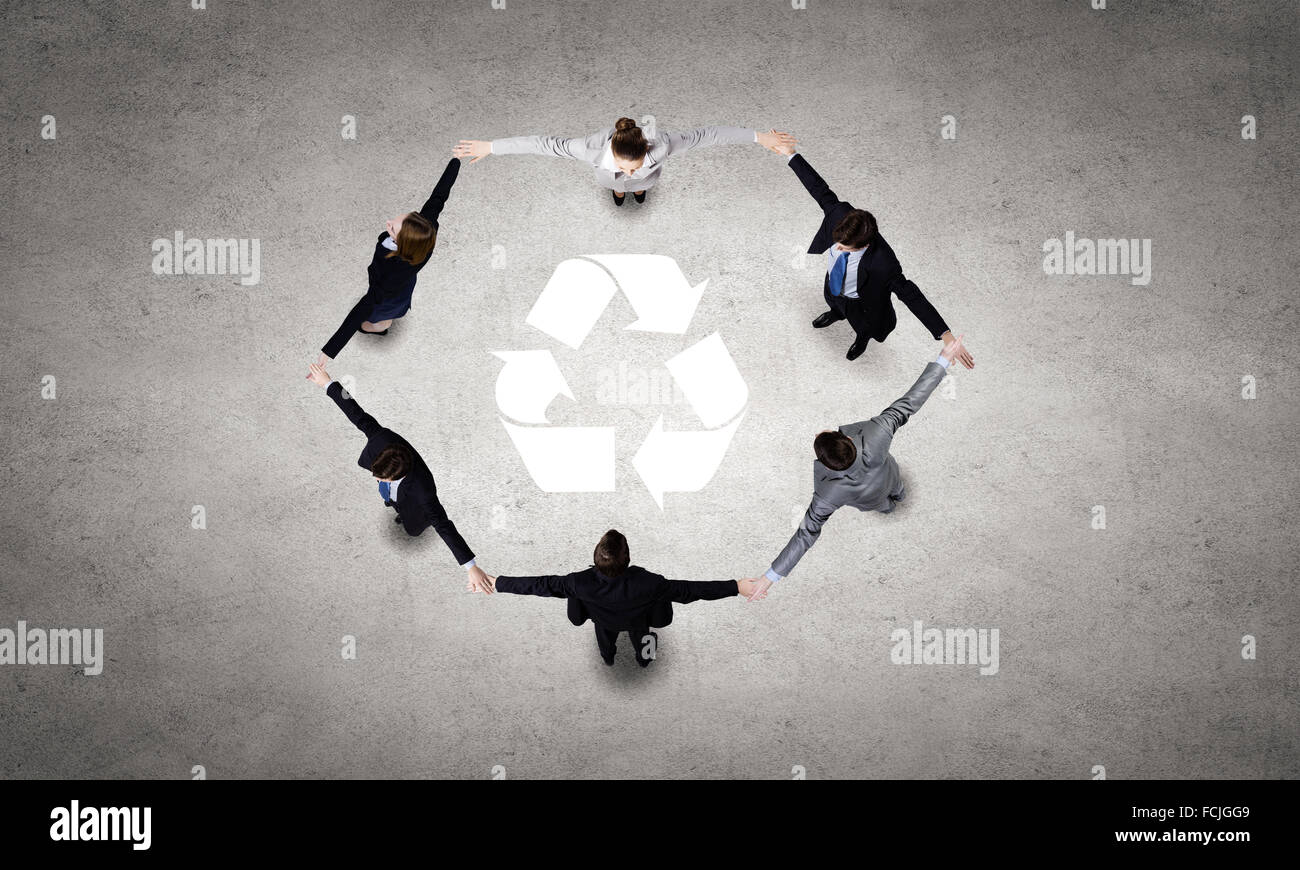 Top view of business team making recycling figure Stock Photo - Alamy