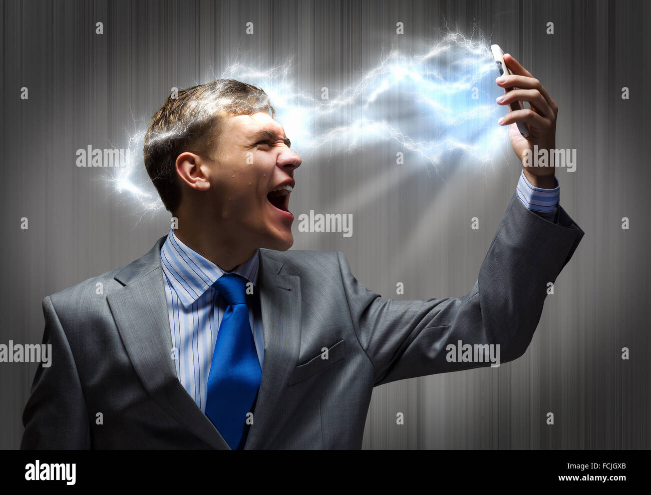 Angry businessman screaming furiously hi-res stock photography and ...