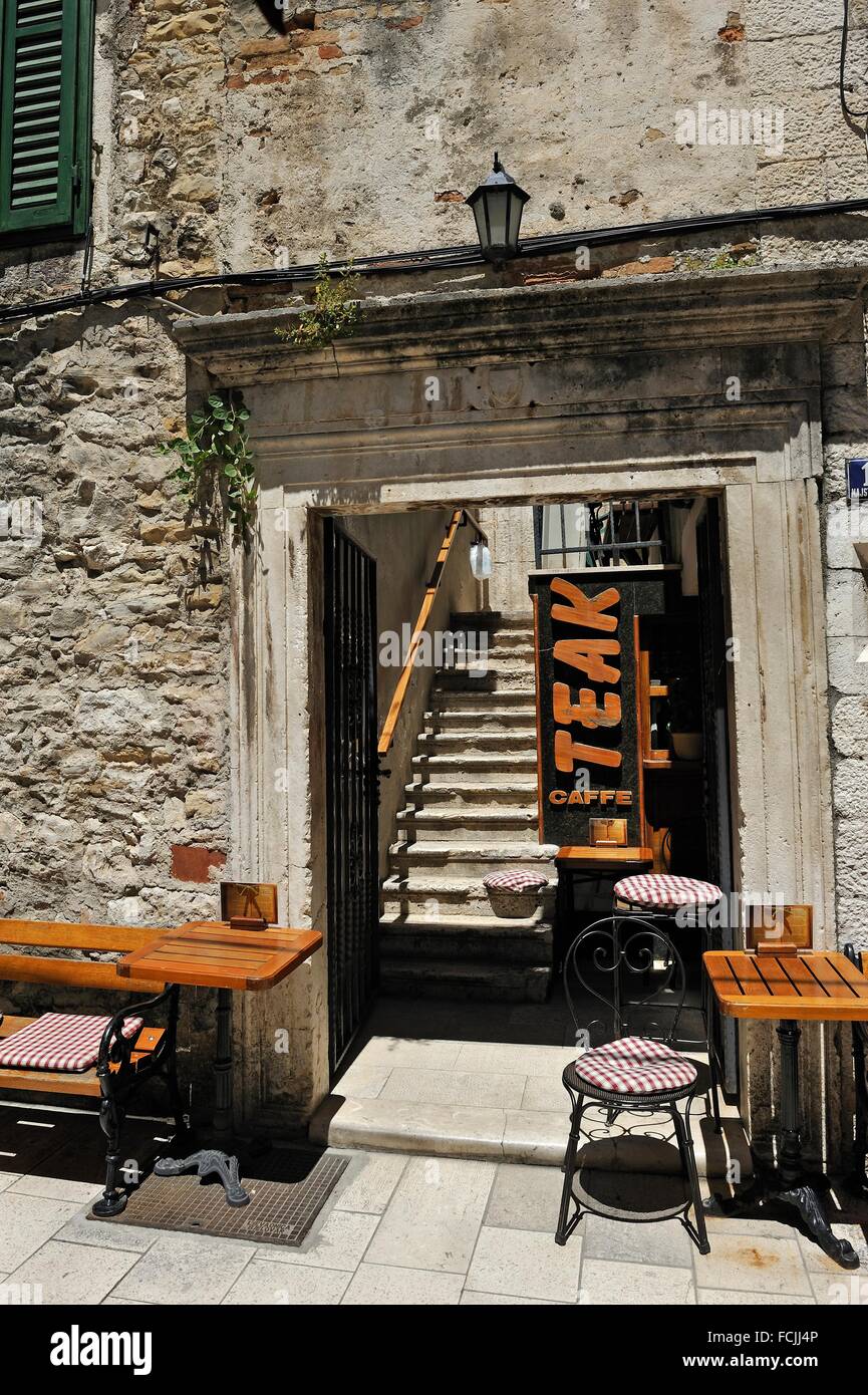 Teak cafe in Majstora Jurja street, Old Town, Split, Croatia, Southeast ...