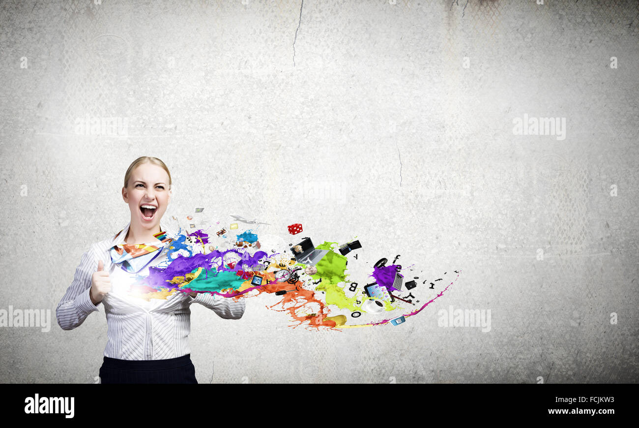 Woman tearing open shirt hi-res stock photography and images - Alamy