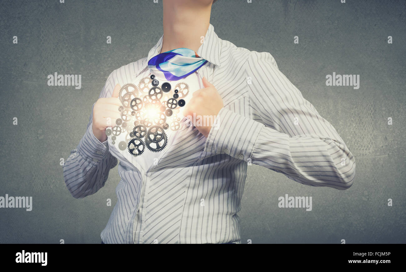 Woman tearing open shirt hi-res stock photography and images - Alamy