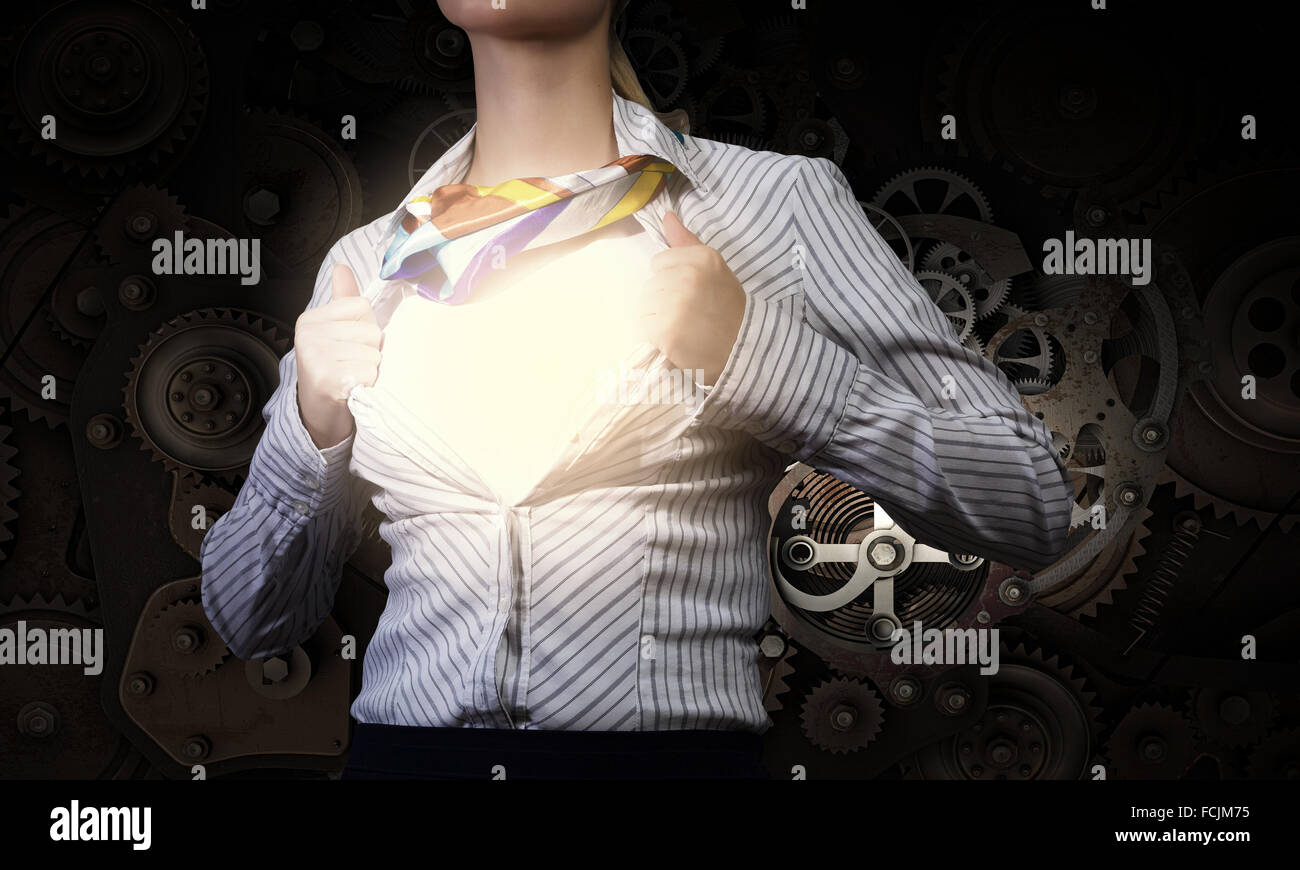 Woman tearing open shirt hi-res stock photography and images - Alamy
