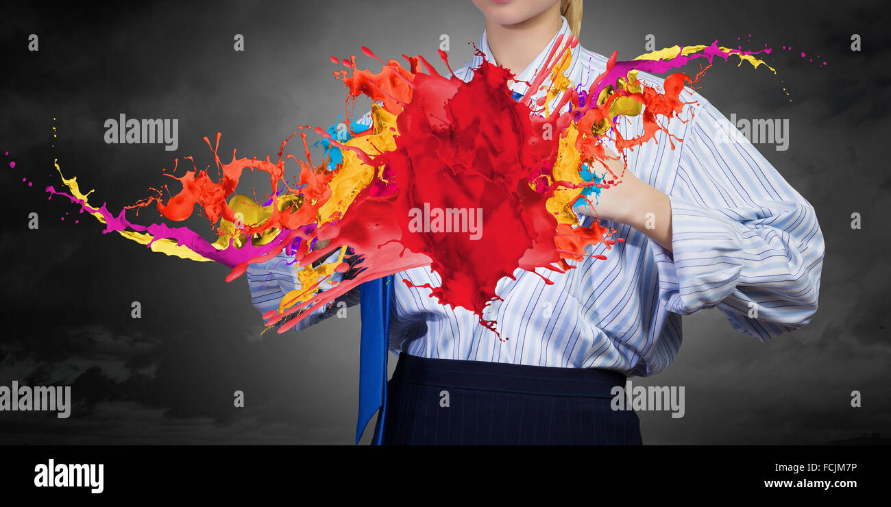 Woman tearing open shirt hi-res stock photography and images - Alamy