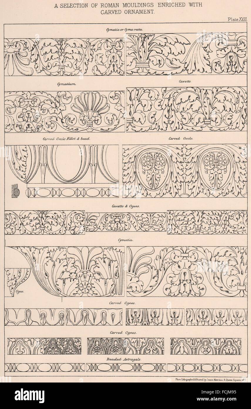 ARCHITECTURE: A Selection of Roman Mouldings enriched with carved ...