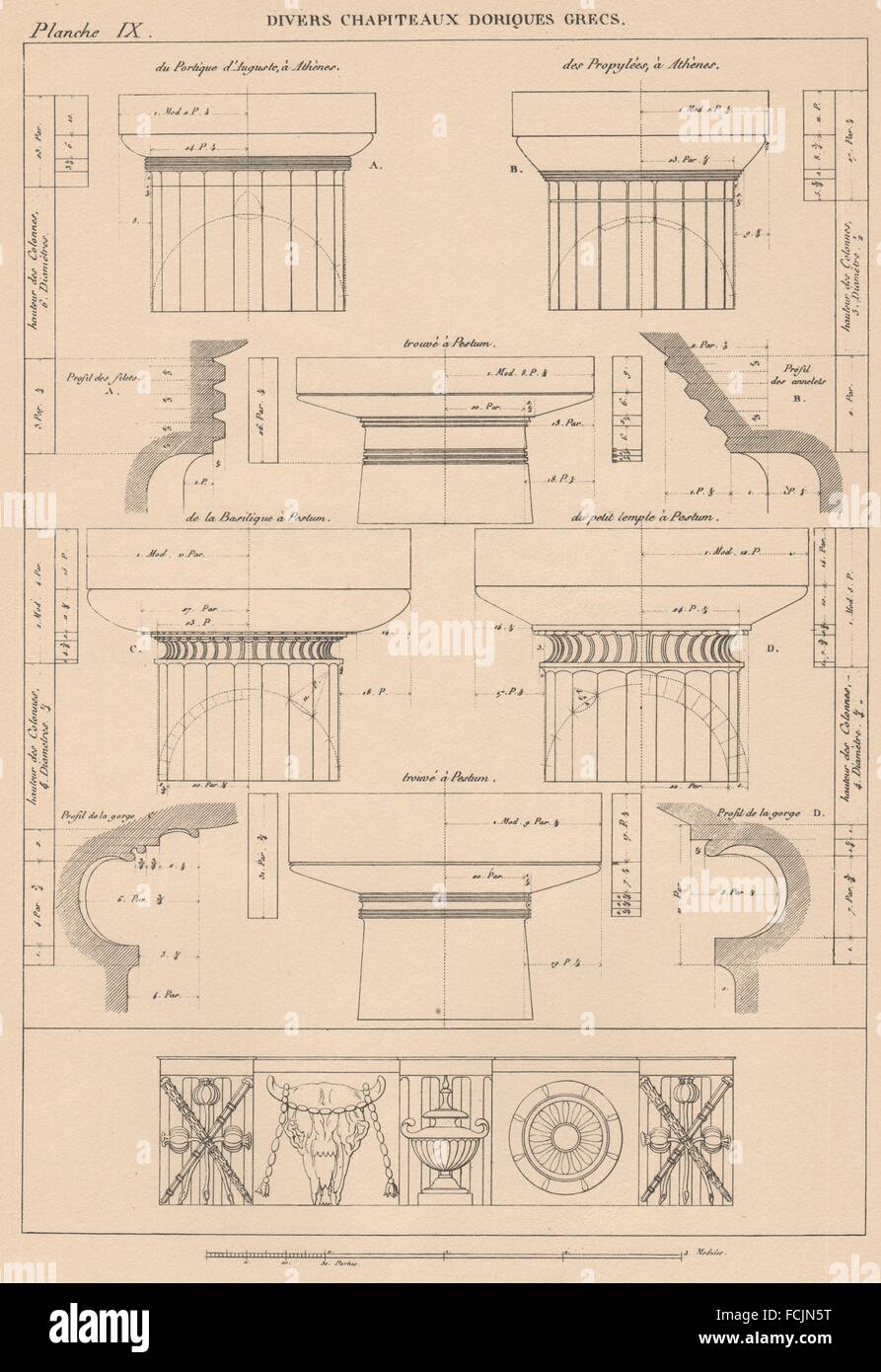 DORIC CAPITALS: Portico Augustus Propylea, Athens. Basilica Temple ...