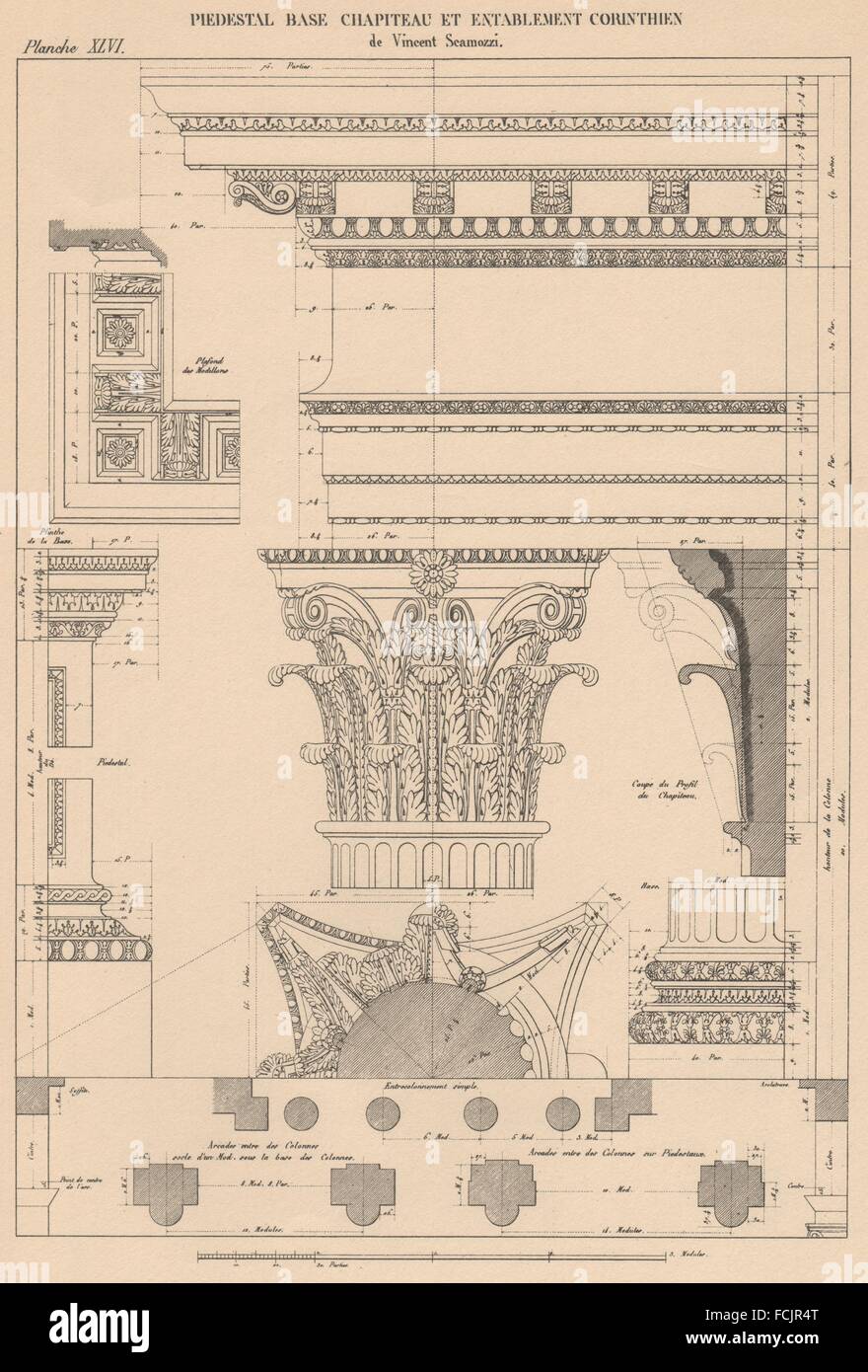 CORINTHIAN ARCHITECTURE:Pedestal Base Capital and Entablature.(Scamozzi ...