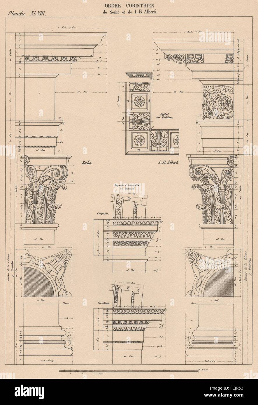 CORINTHIAN ARCHITECTURE: Base Capital and Entablature. (Serlio ...
