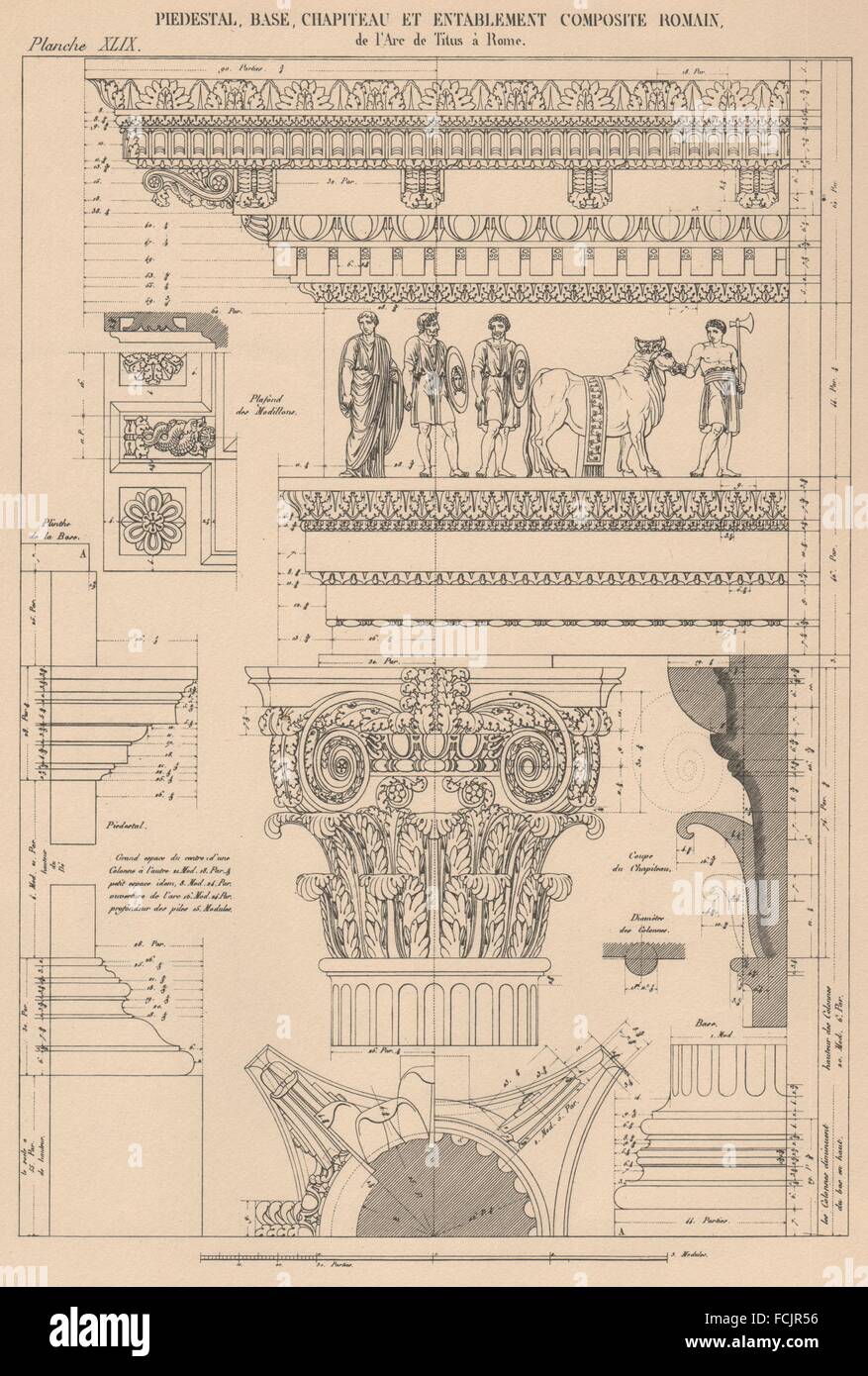 COMPOSITE ARCHITECTURE:Arch Titus,Rome.Pedestal Capital,Base ...