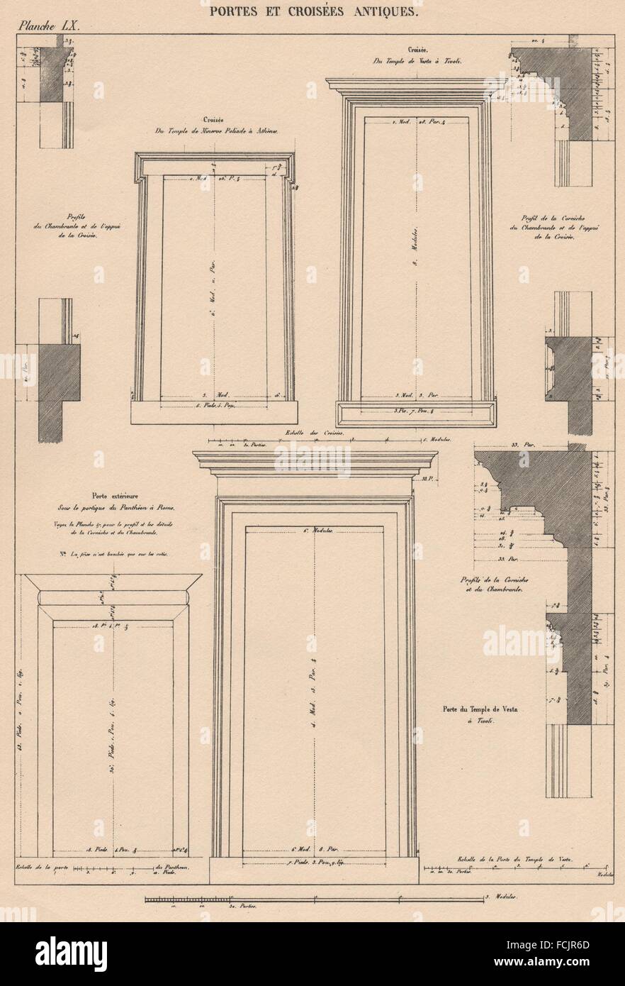 CLASSICAL ARCHITECTURE: Antique doors and windows, vintage print 1931 ...