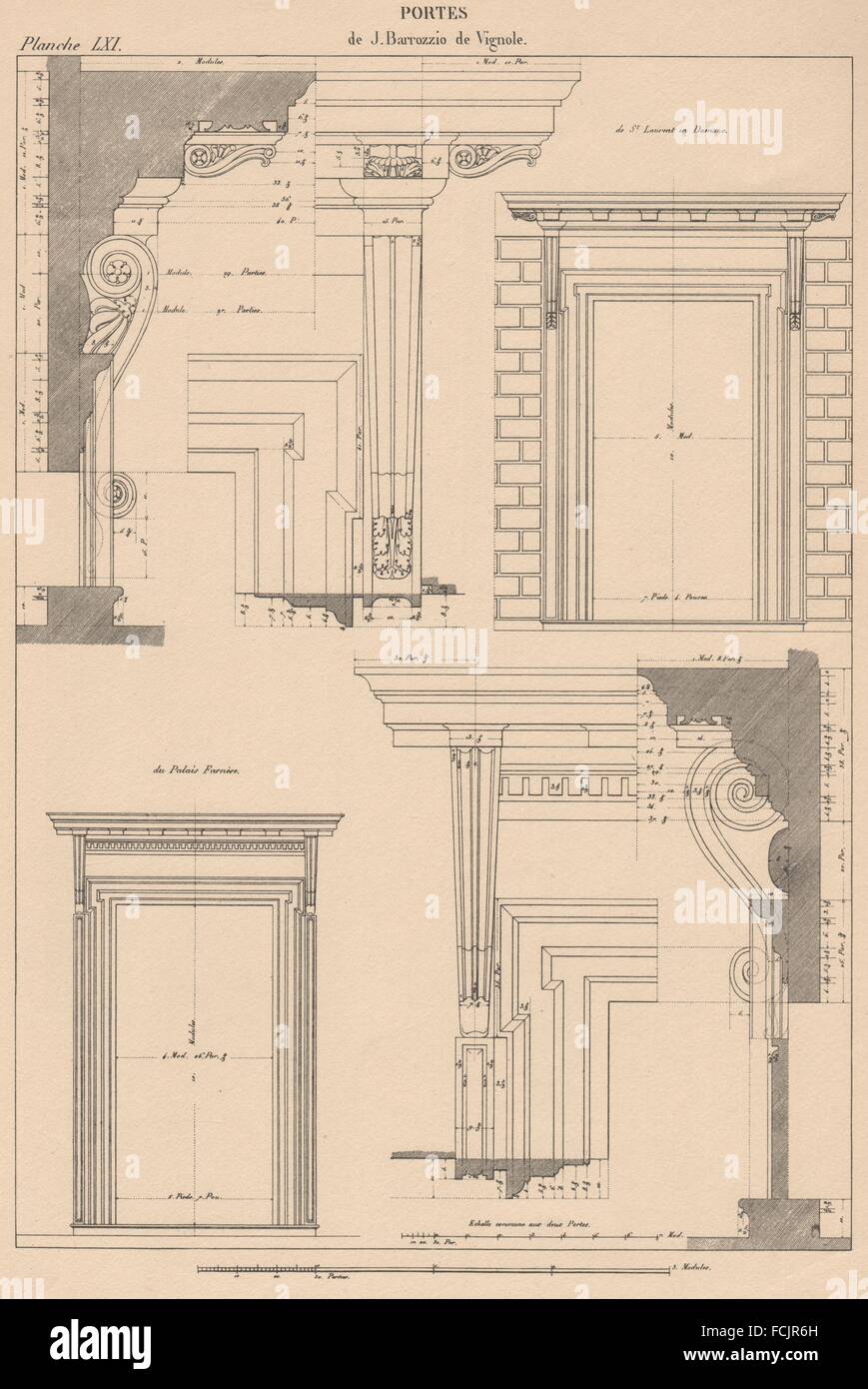CLASSICAL ARCHITECTURE: Doors after Vignola, vintage print 1931 Stock ...
