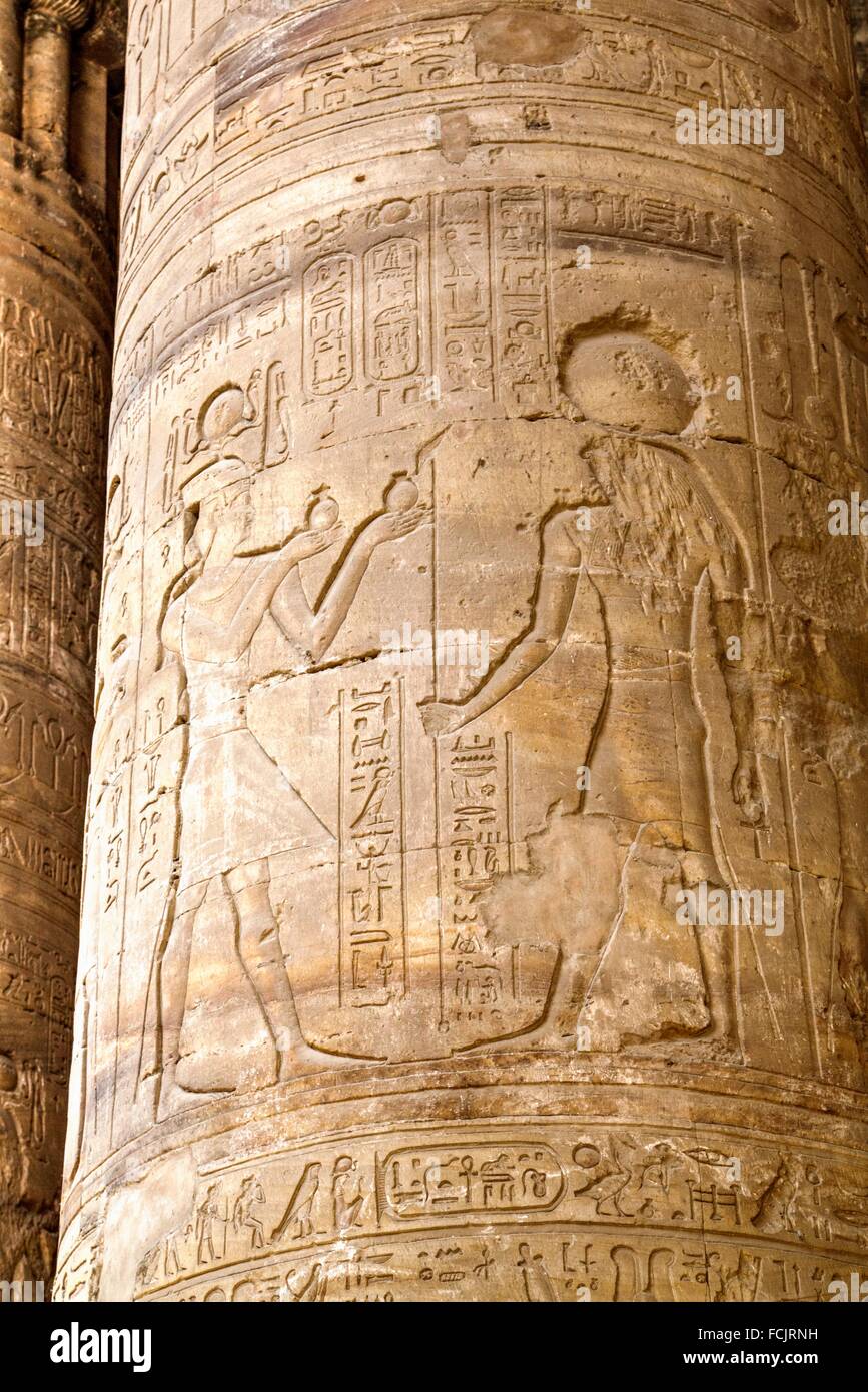Columns in the Hypostyle Hall, Temple of Horus, Edfu, Egypt Stock Photo ...