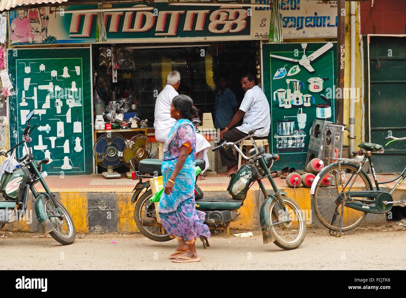 front of an electrical repair shop, Chidambaram, Tamil Nadu, India ...