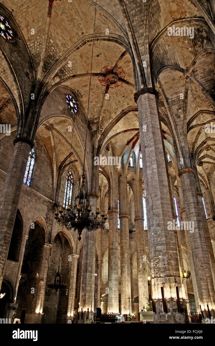 Basilica of Santa Maria del Mar, Catalan Gothic, Barcelona, Catalonia ...
